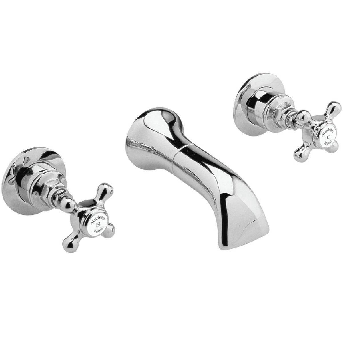Hudson Reed Topaz Crosshead 3-Hole Wall Mounted Basin Mixer Tap ...