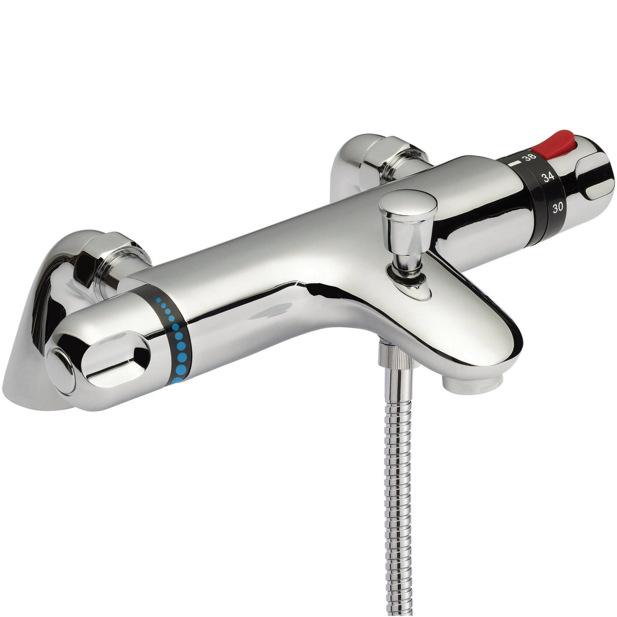 Nuie Pillar Mounted Thermostatic Bath Shower Mixer Tap Chrome ...
